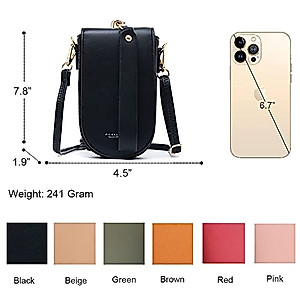 Sunwel Fashion Crossbody Phone Pouch Detachable Wristlet 8 Card Slots Mini Shoulder Bag Purse for Women Girls(Solid Black)