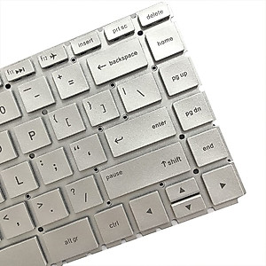 GinTai US Laptops Keyboard with Backlit Replacement for HP Pavilion X360 14-BA 14T-BA 14M-BA 14-BS Series/14-BW 14-BF 14m-CD 14m-DH 14m-CF 14-DK (G) Silver