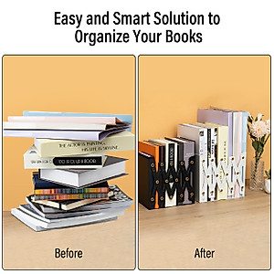 Expandable Bookend, Adjustable Metal Book End, Desk Magazine File Organizer Holder, Desk Organizer and Accessories for Office, Books, Papers, Extends up to 19 Inches (White)