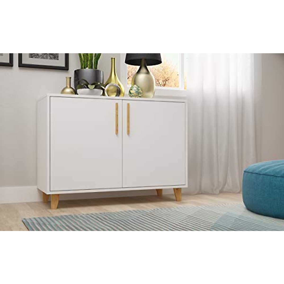 Manhattan Comfort Herald Modern 2 Door Double Sideboard Buffet, White