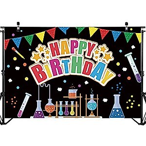 Science Party Backdrop Banner Decorations,Chemical Science Chemical Experiments Birthday Party Backdrop Background Banner Photo Booth Props Cake Table Decorations Supplies 71 x 49 inch