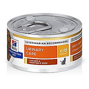 Hill's Prescription Diet c/d Multicare Urinary Care Chicken & Vegetable Stew Wet Cat Food, Veterinary Diet, 2.9 oz Cans, 24-Pack