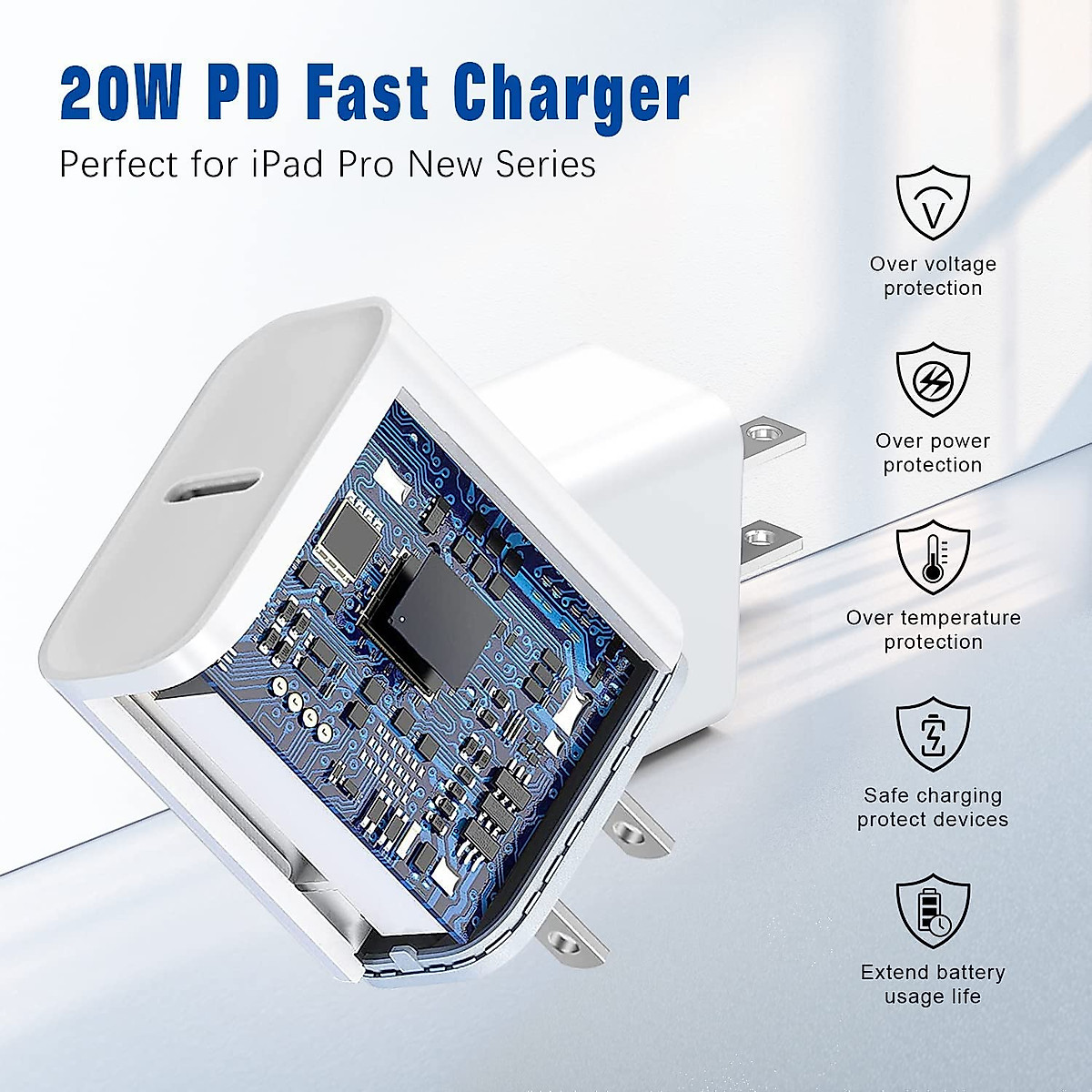 EzonEZoff 2Pack 20W Fast Charger Charging with 10ft Type C to C Cable Compatible for IPhone 15/Pro Max/iPad Pro 12.9/11 inch 22/21/20/18,iPad Air 5th