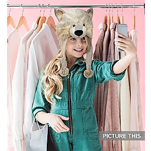 DolliBu Bears and Dogs Animal Plush Hat Set of 4 – Super Soft Black Bear, Wolf, Grizzly, Husky Warm Hats with Ear Flaps, Cute Stuffed Animals Toy Hats, Cozy Fleece Winter Hat for All Ages - 1 Size