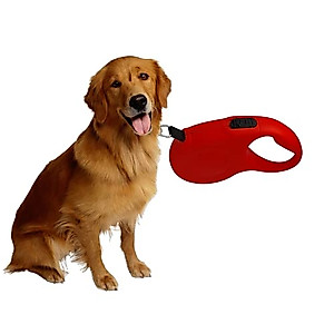 360° Tangle-Free Heavy Duty Retractable Dog Leash with Anti-Slip Handle, 16.4 ft Strong Nylon Tape, One-Handed Brake, Pause Lock Red