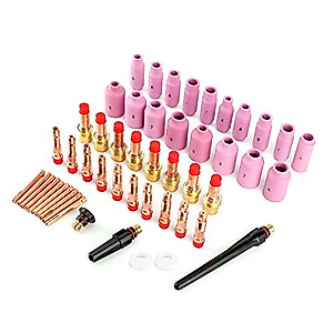 Welding Nozzle Gas Lens Nozzle Collet Cup Kit, 51Pcs/Set Welding Nozzle Ceramic Torch Gas Lens Welder Tip Alumina Nozzle Cup Kit For Wp/17/18/26 Repairing Tool