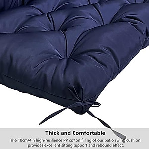 Gollense Outdoor Swing Cushions for Outdoor Furniture Waterproof 2-3 Seater Bench Cushion Replacement 4" Thick with Backrest & Ties for Patio Backyard Garden, 47 x 40 Inch, Navy