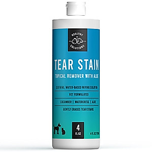 Tear Stain Remover for Dogs - 4 fl oz Solution for White Dogs & All Other Dog Breeds - Eliminates Unsightly Eye Tear Stains for Dogs & Cats