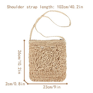 Meyaus Women Small Straw Woven Cross-body Shoulder Bag Bohemian Beach Handbag Purse