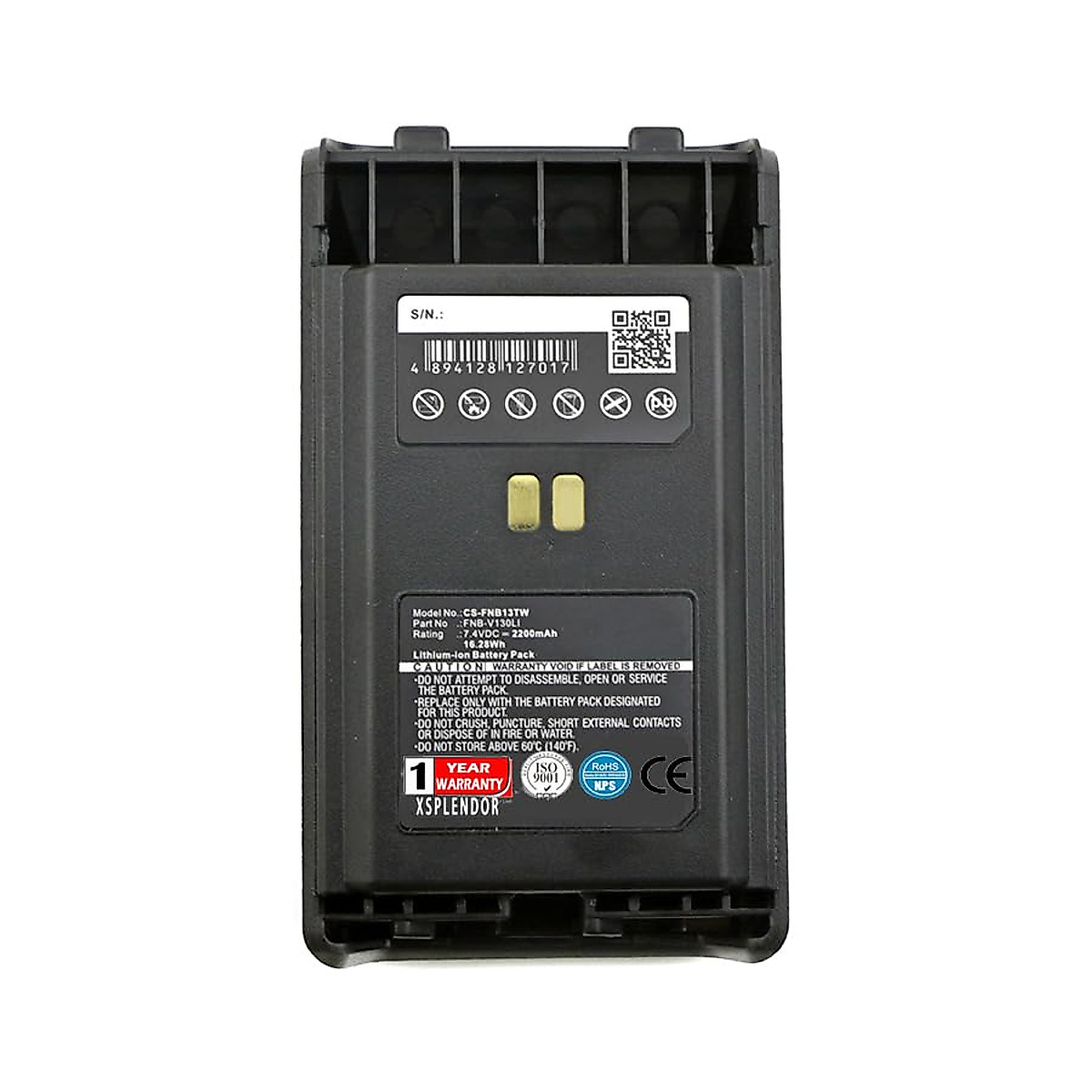 XSPLENDOR XSP Replacement Battery for Vert/ex VX-351, VX-354, VX-359 PN FNB-V130LI, FNB-V130LI-UNI