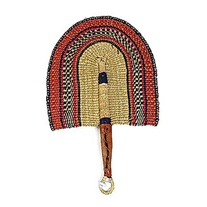 Omaqa One Burkina Faso African Hand Fan Woven 16" Long for Women & Men | Home Decoration