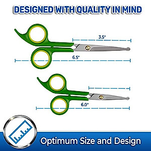 PET MAGASIN Japanese Stainless Steel Grooming Scissors (2) for Facial Hair and Larger for Body Trimming with Round Tip