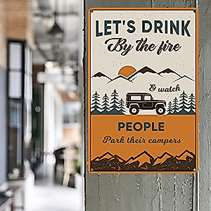 Funny Camping Sayings Metal Tin Sign Wall Decor Campsite Sign for Home Wall Decor Gifts for Women Men Friends - 8x12 Inch