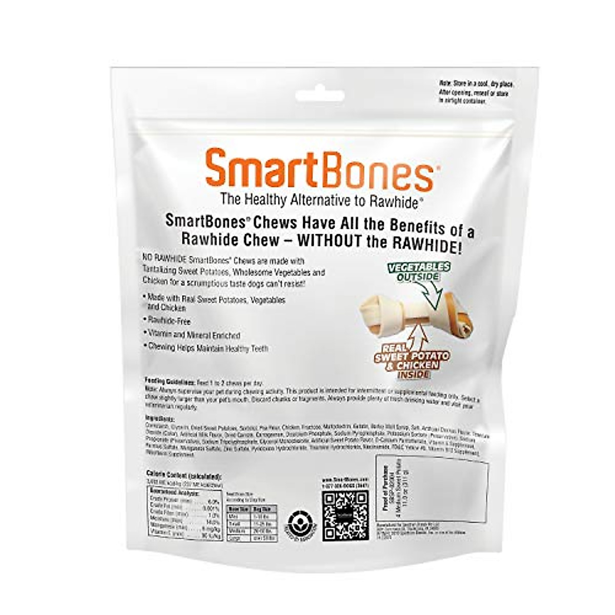 SmartBones Sweet Potato Dog Chew, Medium, 4 pieces/pack