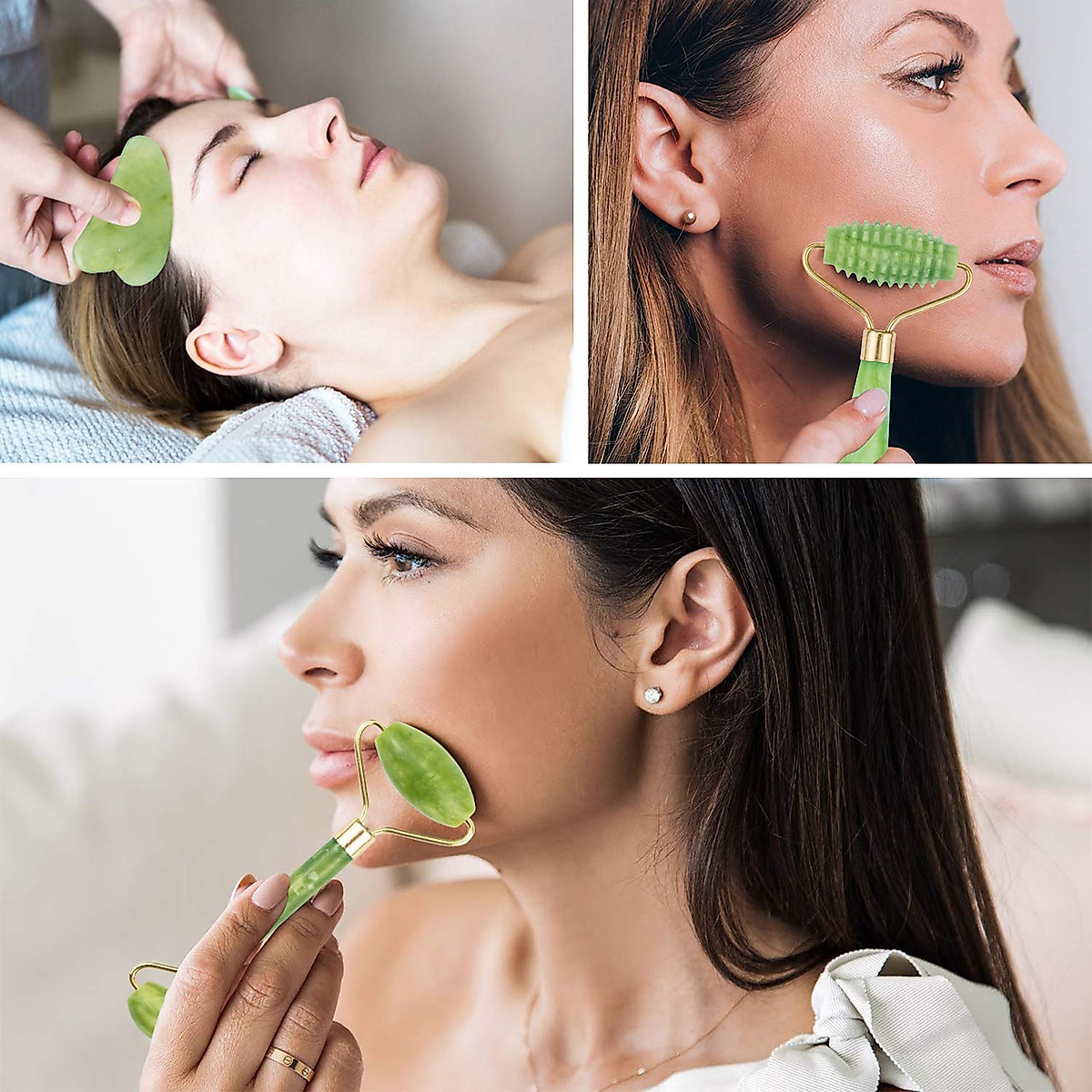 EAONE Ice Roller for Face, Face & Eye Roller for Puffiness Migraine Pain Relief with Jade Roller Gua Sha Facial Self Care Tools Face Massage Skincare Gifts for Women