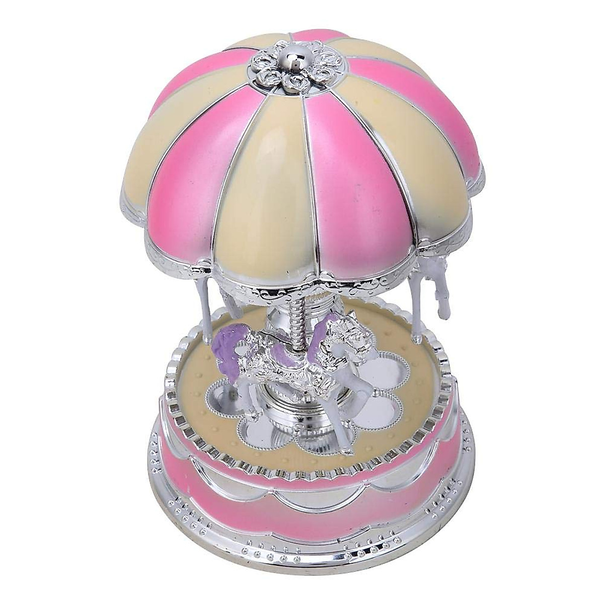 Luminous Music Box, Exquisite Kids Rotating Carousel Light and Sound Toy Home Decor Best Girls(Pink)