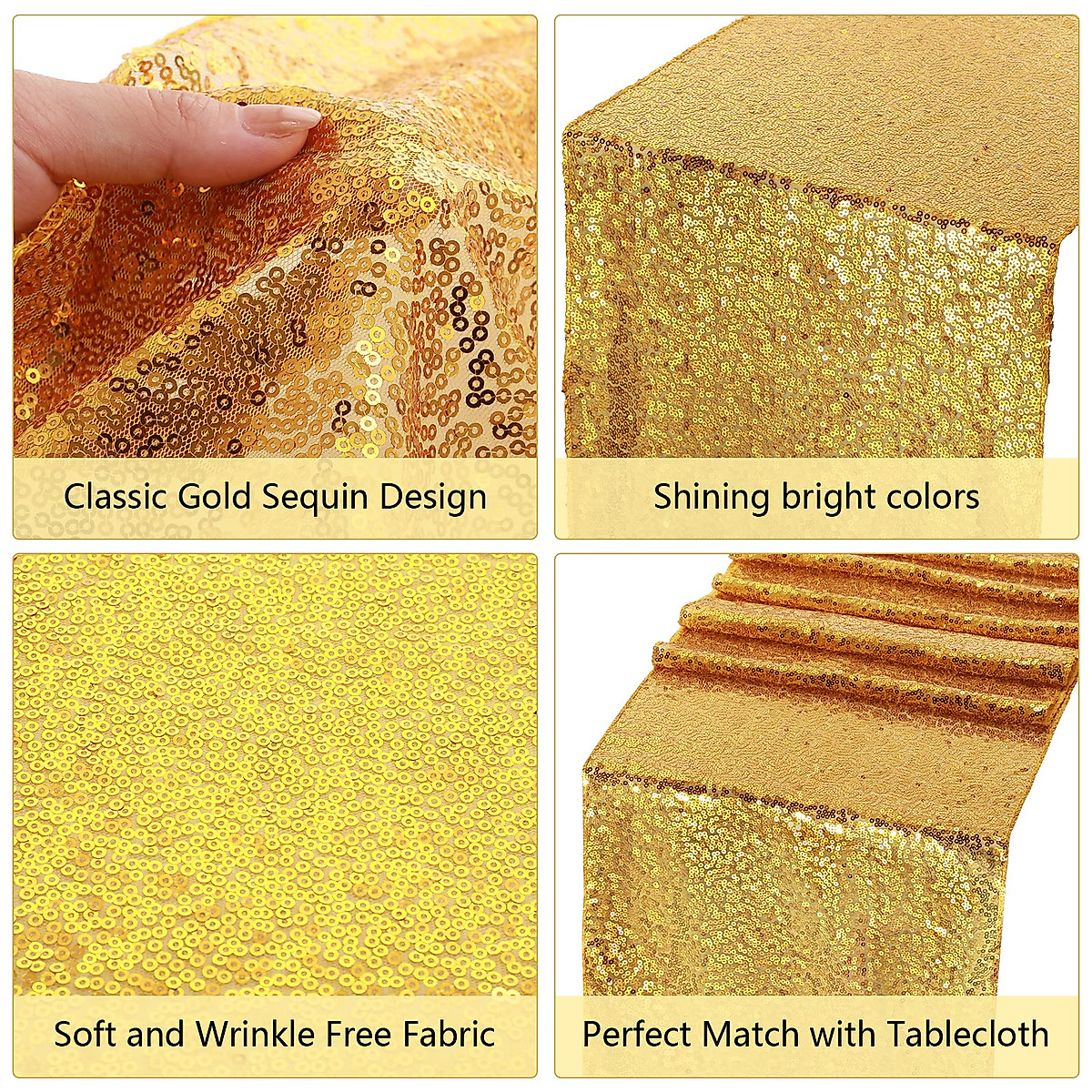 Tudomro Tablecloth and Sequin Table Runner Set 54 x 108 Inch Polka Dots Confetti Table Cover Dining Plastic Table Cloths Glitter Decorations for Birthday Wedding Anniversary Party (Green Gold)