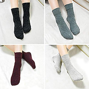 besky 5 Pairs Winter Wool Socks Women, Knit Thick Wool Soft Warm and Breathable Cozy Socks for Womens