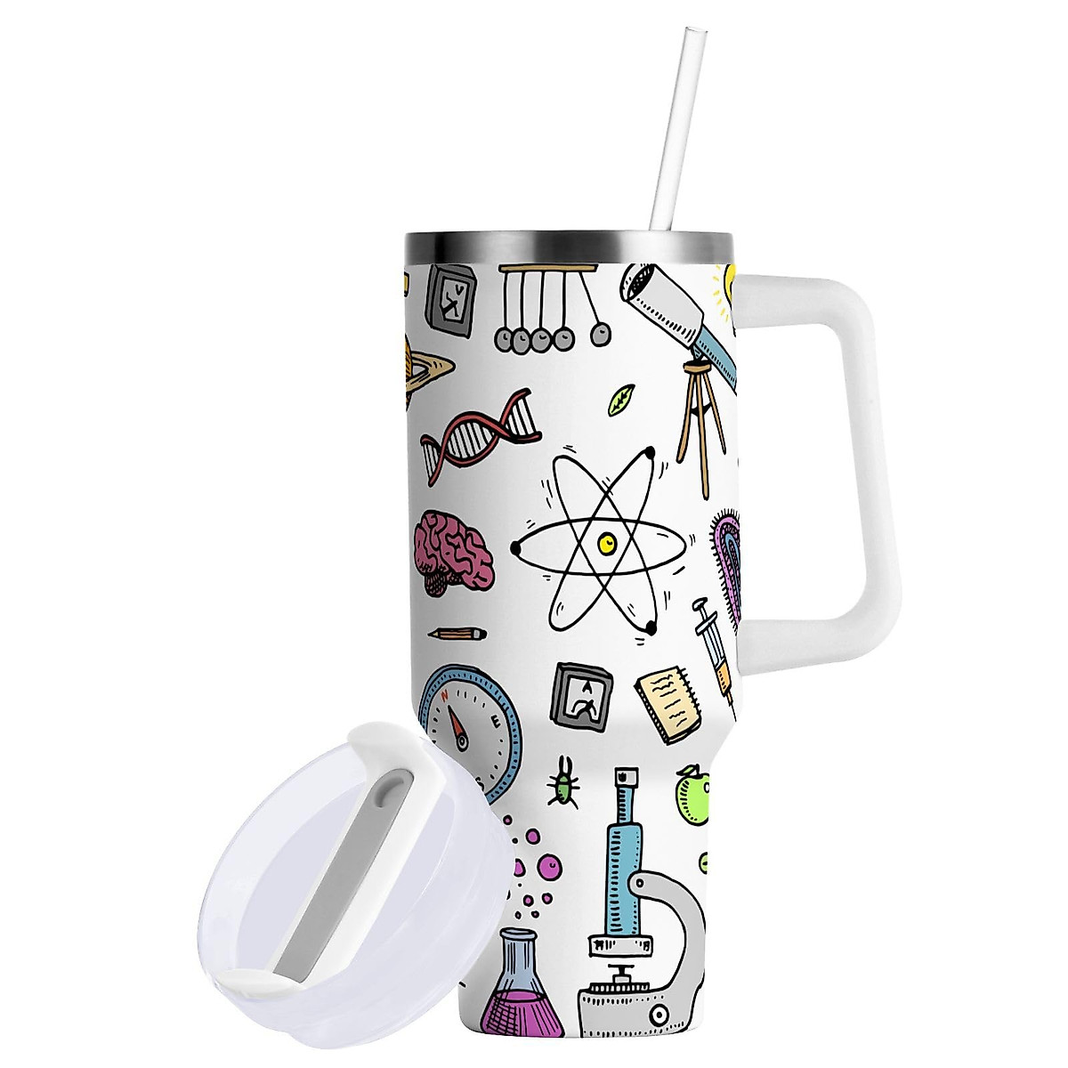 ARGTILDN 30 oz Tumbler Physics Mathematics Chemistry Insulated Travel Mug with Handle and Straw Lid Stainless Steel Vacuum Coffee Cup Tea Beverage Container Water Bottles for Car Sports office