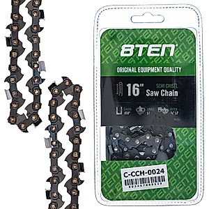 8TEN Chainsaw Guide Bar and 2 Chains For Husqvarna Echo Poulan 3516AVX 91VXL057G 160SDEA041 16 inch .050 .375 57DL