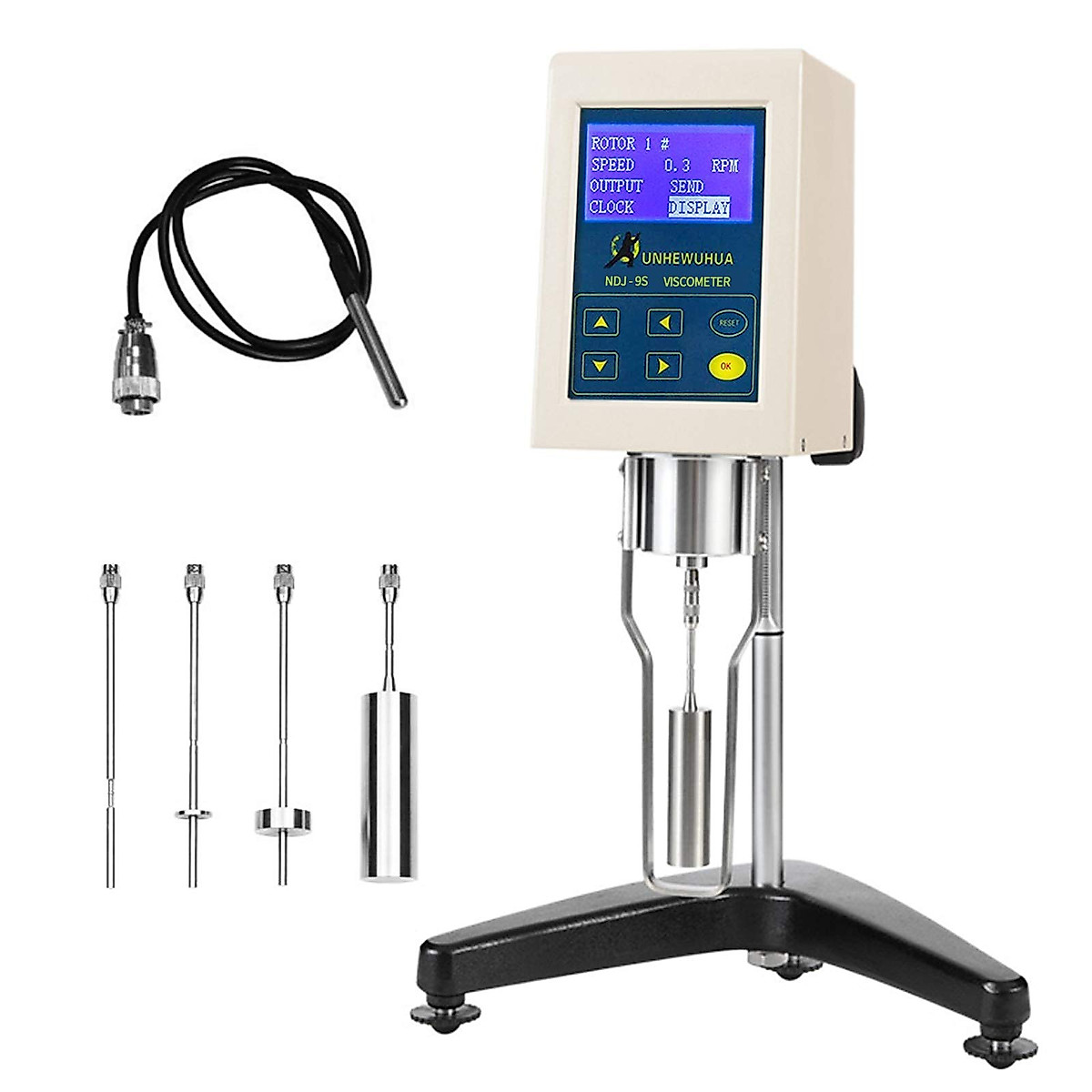 NDJ-9S Rotary Viscometer 15-100,000 mpa.s Digital Viscosity Meter Tester with Temp Probe Digital Display Viscometer 100-240v