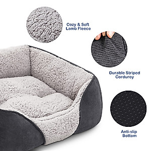 Siooko Large Dog Beds for Large Dogs Machine Washable Rectangle Pet Beds with Anti-Slip Bottom, Soft Sleeping Dog Sofa Bed Durable (30'', Grey)