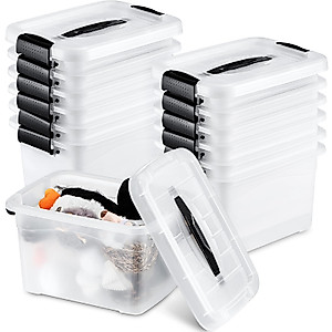 Cunno 12 Pcs 6 Qt Clear Plastic Storage Bins with Lid and Latching Buckles Stackable Storage Container Bin Totes for Storage Tote Box Organizing Tote Tub Box for Toy General Organization Solution