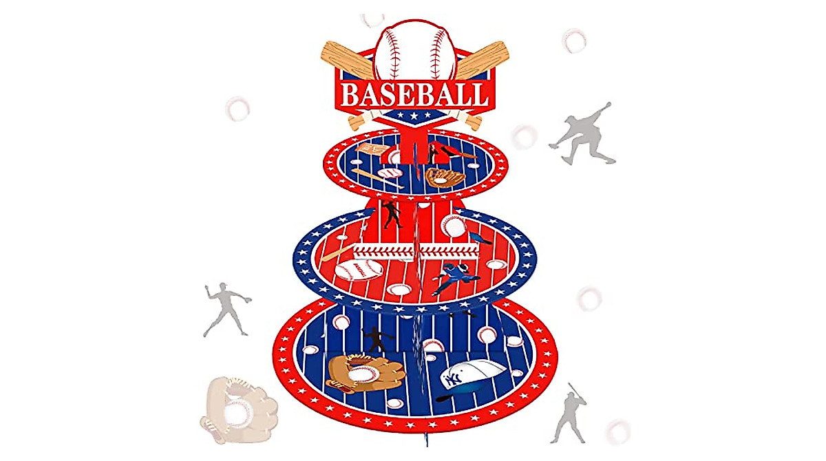 Tiered Baseball Cupcake Stand for Party Decor