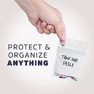 GPI - 2" x 3" - Bulk Pack of 100, 4 Mil Thick, Heavy Duty, Clear Plastic Reclosable Zip Bags, with Write-on White Block for Labeling, Strong & Durable Poly Baggies with Resealable Zipper Top Lock.