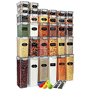 Airtight Food Storage Containers Set, RAZCC 32 PACK Cereal Storage Containers for Kitchen and Pantry Organization BPA Free Kitchen Canisters for Cereal, Rice, Flour & Oats, Free Marker and Labels