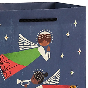 Hallmark Mahogany Christmas Gift Bag Assortment (8 Bags; 3 Small 6", 3 Medium 9", 2 Large 13") Black Santa Claus, African-American Angels, Carolers