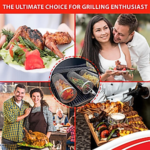 Sunmikosh Rolling Grilling Basket - Barbecue Portable Roll Grill Basket for Outdoor Camping - Stainless Steel BBQ Net Tube Grill Basket, Suitable For Fish, Kabob, Meat, Vegetables, French Fries