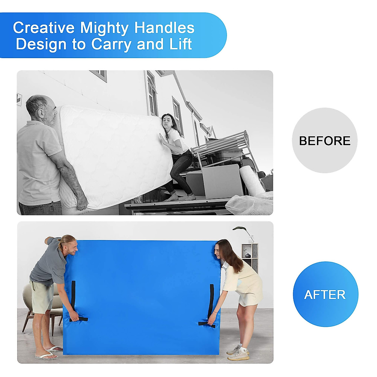 ELCAMO Mattress Bags for Moving Reusable Heavy Duty Tarp Mattress Storage Bag Twin Size with Handles Strong Zipper Closure Mattress Moving Bag Extra Thick Mattress Cover for House (Twin Size)