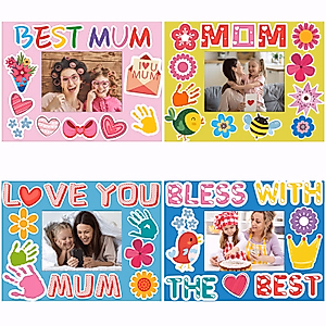 30 Packs Mother's Day Picture Frame Craft Kits for Kids Mother's Daytime DIY Craft Flower Bee Butterfly Easter Art Favor Home Classroom Game Activities Bulletin Board Decoration