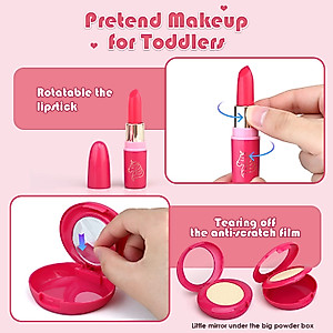 Toddler Girl Toys, Unicorn Pretend Makeup Kit for Girls, Kids Play Makeup Set for Kids 3-5 4-6, Toddler Makeup Kit with Fake Makeup Set, Car Key & Make up Toy for Age 3 4 5 Year Old Girl Gifts