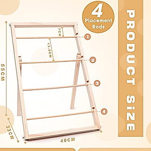 Wood Ribbon Storage Organizer - Ribbon Holder Organizer Rack for Craft Paper Roll - Christmas Gift Wrapping Ribbon Dispenser - Ribbon Organizer for Craft Room, 4-Ply, 1 Pack