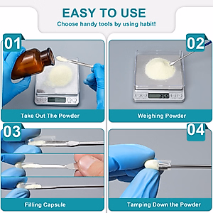 8 Piece Capsule Filling Machine Kits for Empty Pill Capsules Filler, Home & Lab Supplies - Micro Tiny Spoon Spatula, Lab Scoop Filling Tray, Herb Powder Tamper Tool, Gel Capsules Size #000 00 0 1 2 3