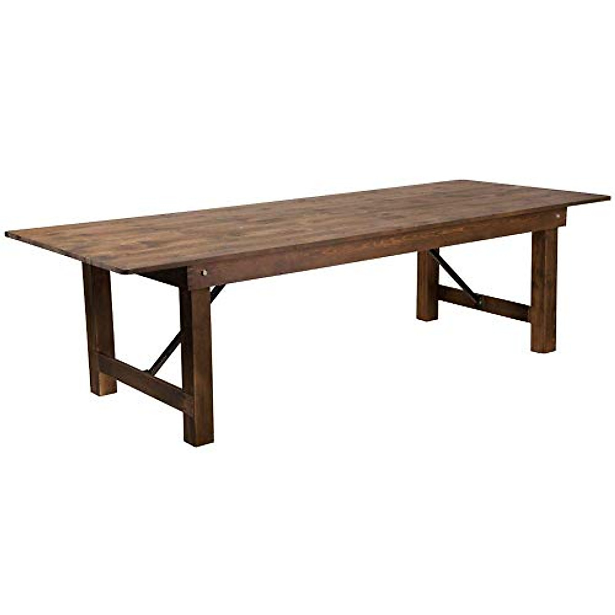 Flash Furniture Hercules Series 9' x 40" Rectangular Antique Rustic Solid Pine Folding Farm Table & Hercules 40" x 12" Antique Rustic,Solid Pine Folding Farm Bench