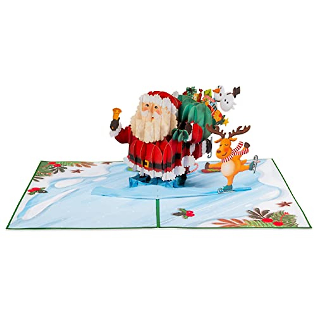 Paper Love 3D Christmas Pop Up Card, Santa and Friends, Handmade 3D Popup Greeting Cards, Gift For Christmas or Holidays, 5" x 7" Cover - Includes Envelope and Note Tag