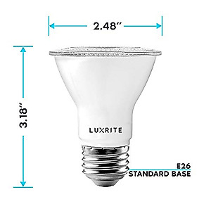 LUXRITE 6 Pack PAR20 LED Bulbs, 50W Equivalent, 3000K Soft White, Dimmable LED Spotlight Bulb, Indoor Outdoor, 7W, 500 Lumens, Wet Rated, E26 Standard Base, UL Listed