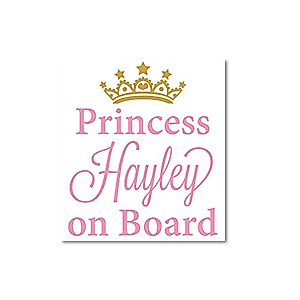 Personalized Name "Princess on Board" Sign Vinyl Decal Sticker for Cars/Trucks