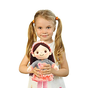 Linzy Toys, Peach 16" Jane Rag Doll, Sleeping Cuddle Buddy for Toddlers, Infants and Babies, Muñecas de trapo para niña, First Doll for Kids, Safe for All Ages.