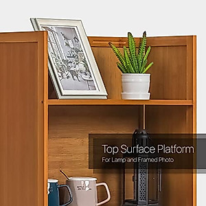 MoNiBloom 6 Tier Bookshelf, Bamboo Tall Display Shelves Bookcase Storage Book Shelves Freestanding for Living Room Home Office Décor, Brown