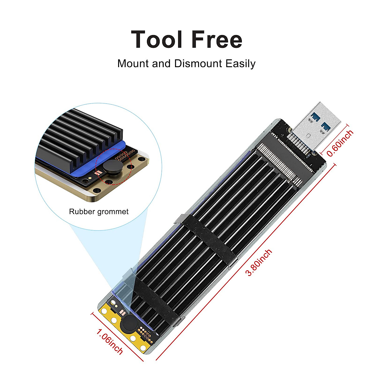 ANYOYO M.2 to USB Adapter, NVME to USB Adapter M.2 to USB 3.1 Adapter 10 Gbps Converter Reader Compatible with M.2 NVMe/SATA(NGFF) SSD Based M Key and B+M Key Support 2242 2260 2280 Size SSD