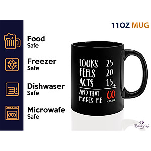 Flairy Land Funny 60th Birthday Shot Glass 1.5oz - Looks 25 Feels 20 Acts 15 That Makes Me 60 Year Old - 60th Birthday For Dad Mom Born in 1962 Turning 60 Years Old 6 Decade Nostalgic Reunion