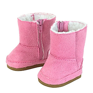 18 Inch Doll Shoe Pack Includes 3 Pairs of Boots: Tan, Pink & Purple Boots