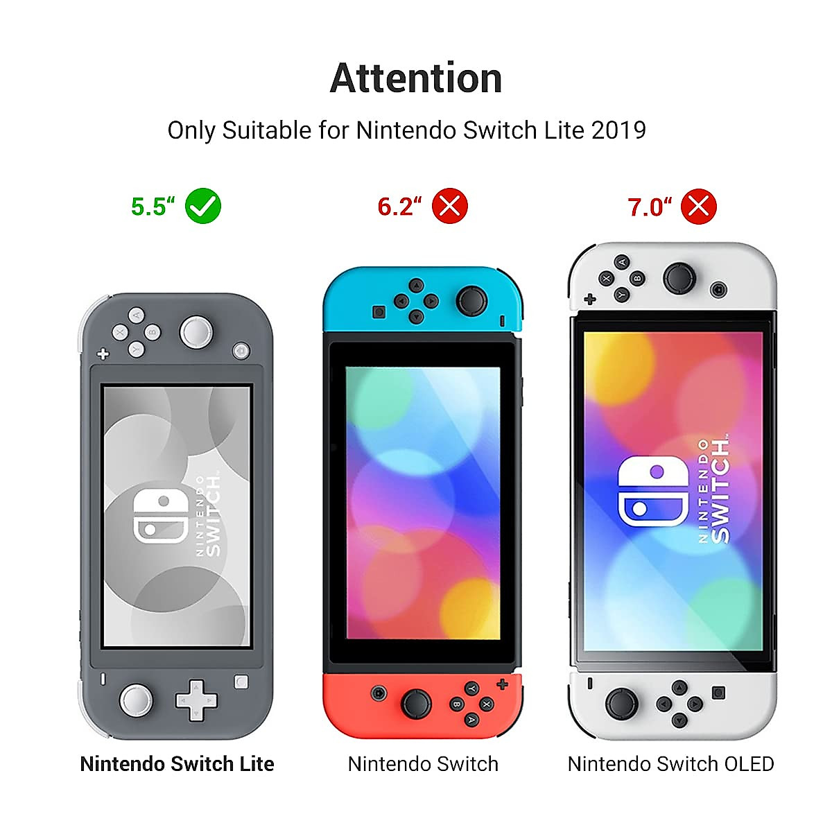 Switch Lite Case Protective Case for Nintendo Switch Lite, Case Compatible with Nintendo Switch Lite Hand Grip Case with Detachable TPU+Built-in PC Screen Protector & 2 x Thumb Grip Caps (Navy Blue)
