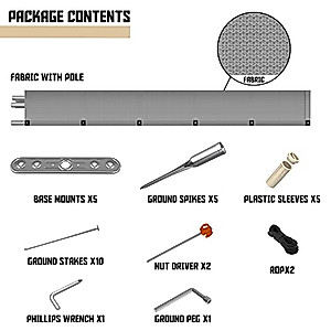 TANG Outdoor Privacy Fencing with Poles Ground Spikes Dog Garden Privacy Fence Backyard Patio Yard Barrier Boarder Divider Grey 6'x24'