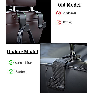 Pincuttee Car Hook for Purse and Bag 4 PCS, Universal Car Seat Hanger Seat Back Hook, Carbon Fiber Back Seat Organizer Hanger Storage Hook(Carbon Fiber)