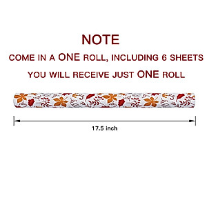 WRAPAHOLIC Wrapping Paper Sheet - Maple Leaf and Pumpkin Autumn Design for Fall Celebrating, Birthday, Holiday, Wedding, Baby Shower - 1 Roll Contains 6 Sheets - 17.5 inch X 30 inch Per Sheet